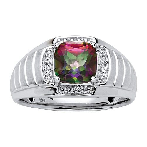 Click here for Mens 2 3/4 CT. T.W. Genuine Mystic Fire Topaz Plat... prices