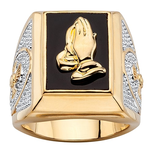 Click here for Mens Genuine Black Onyx 14K Gold Over Brass Fashio... prices