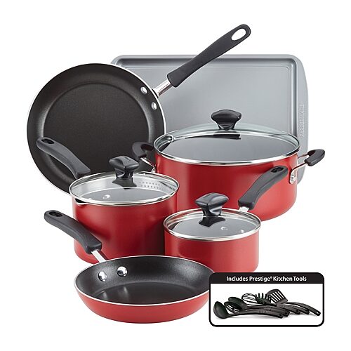 Farberware Cookstart 15-Pc DiamondMax Nonstick Cookware Set - Red