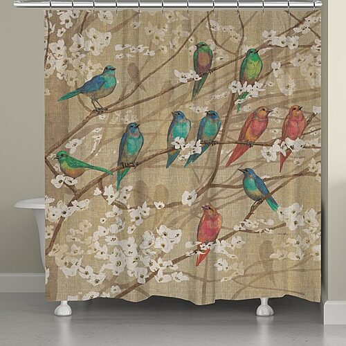 Click here for Laural Home Birds And Blossoms Shower Curtain  One... prices