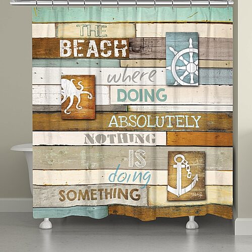 Click here for Laural Home Beach Mantra Shower Curtain  One Size... prices