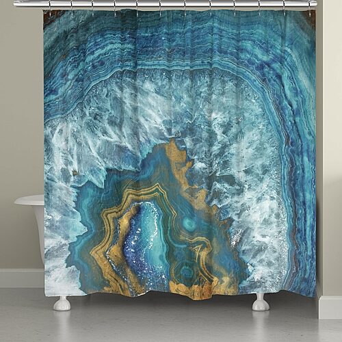 Click here for Laural Home Blue Gold Mineral Shower Curtain  One... prices