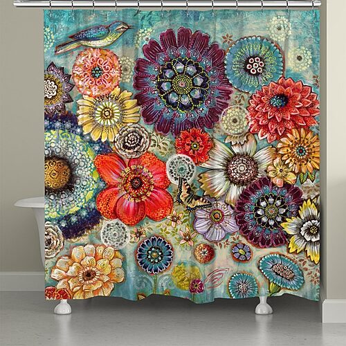 Click here for Laural Home Blue Bird Boho Shower Curtain  71 x 72... prices