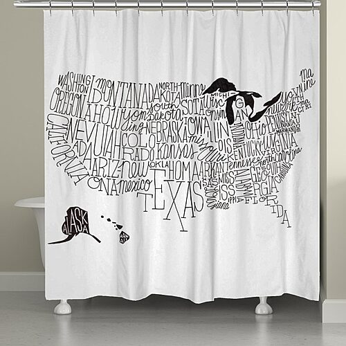Click here for Laural Home Us Map Black & White Shower Curtain  O... prices