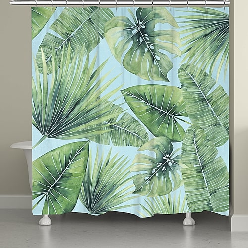 Click here for Laural Home Tropical Palm Leaves Shower Curtain  O... prices