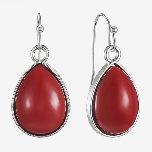 Click here for Mixit Silver Tone Womens Red Drop Earrings  One Si... prices
