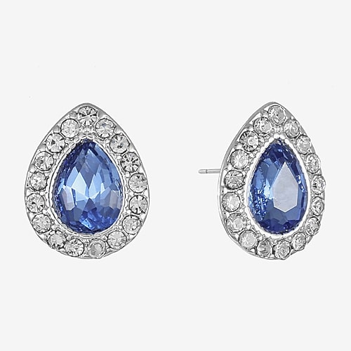 Click here for Monet Blue and Silver-Tone Button Earrings  One Si... prices