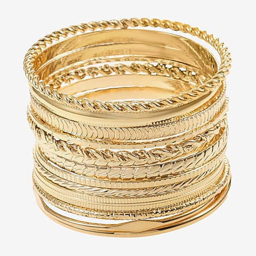 Click here for Liz Claiborne Gold-Tone Textured Bangle Set  One S... prices