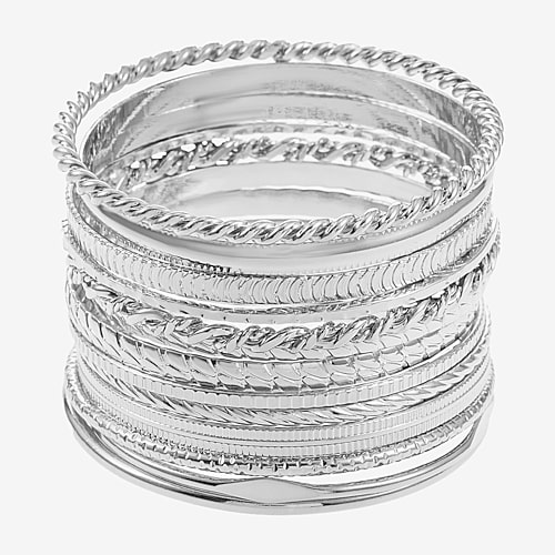 Click here for Liz Claiborne Silver-Tone Textured Bangle Set  One... prices