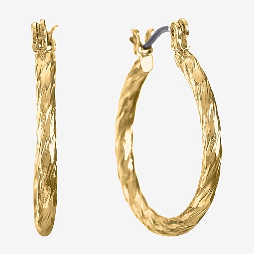 Click here for Liz Claiborne Textured Hoop Earrings  One Size  Ye... prices