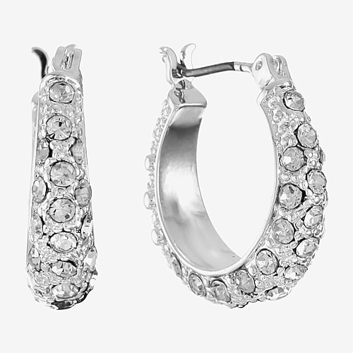Click here for Monet Silver-Tone PavÃ© Crystal Hoop Earrings  One... prices
