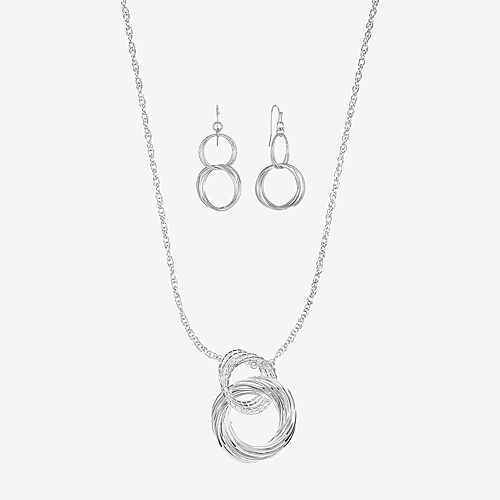 Click here for Liz Claiborne Textured Pendant Necklace And Drop E... prices