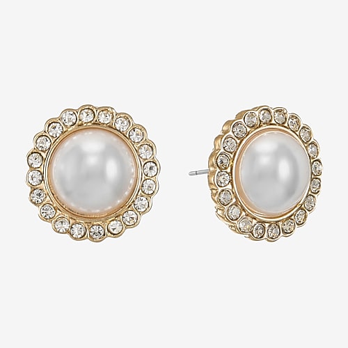Click here for Monet Jewelry White Simulated Pearl 16mm Stud Earr... prices