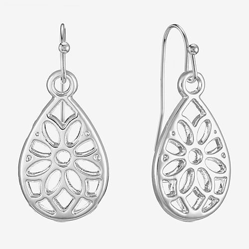 Click here for Liz Claiborne Silver Tone Openwork Womens Drop Ear... prices