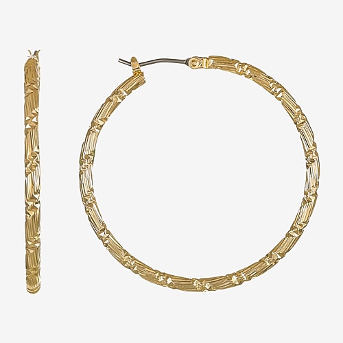 Click here for Monet Gold-Tone Textured Hoop Earrings  One Size... prices