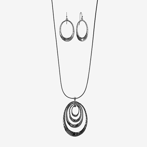 Click here for Liz Claiborne Hematite Pendant Necklace And Drop E... prices