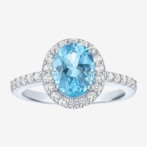 Click here for Gemstone Sterling Silver Oval Halo Side Stone Cock... prices