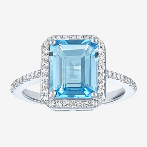 Click here for Womens Genuine Blue Topaz Sterling Silver Halo Sid... prices