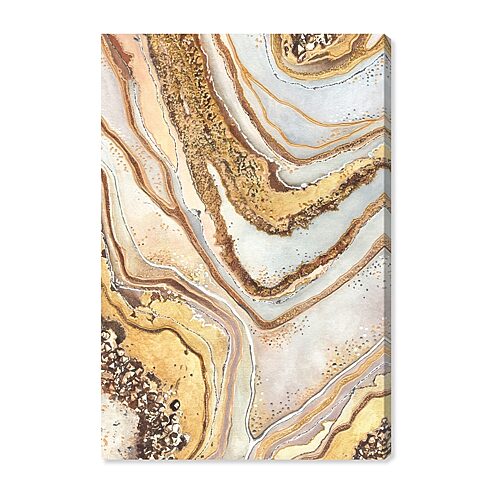 ART REMEDY Golden Lines Giclee Abstract Canvas Art  One Size  Yellow