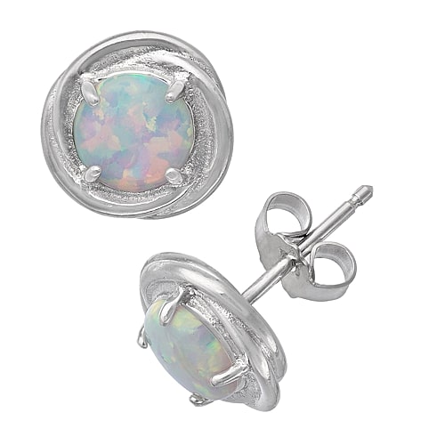Click here for Lab Created White Opal Sterling Silver 9.5mm Stud... prices