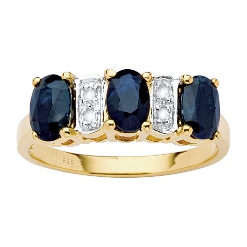 Click here for Womens Diamond Accent Genuine Blue Sapphire 18K Go... prices