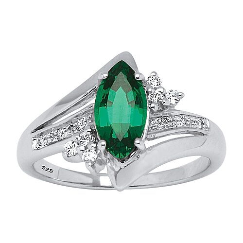 Click here for Womens Lab Created Green Emerald Platinum Over Sil... prices