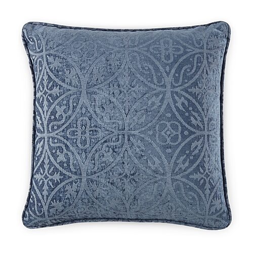 Tonal Feather Filled Medalion Square Throw Pillow  One Size  Blue