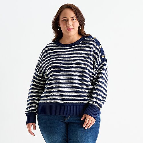 Click here for St. Johns Bay Plus Womens Crew Neck Long Sleeve Pu... prices