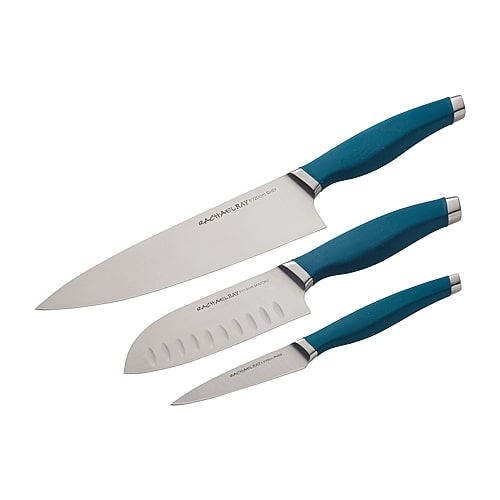 Rachael Ray Cutlery Japanese Stainless Steel Chefs Knife Set  3 Piece - Teal