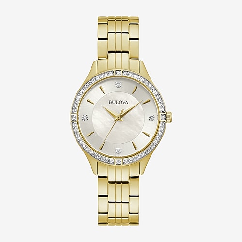 Click here for Bulova Crystal Womens Gold Tone Stainless Steel Br... prices