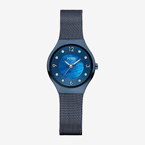 Click here for Bering Solar Womens Blue Mesh Bracelet Watch-14427... prices