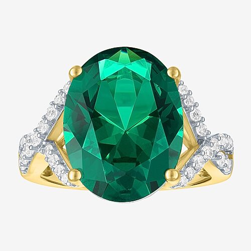 Click here for Womens Simulated Green Emerald 14K Gold Over Silve... prices