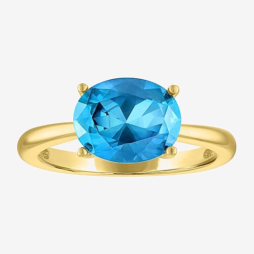 Click here for Gemstone 14K Gold Over Silver Oval Solitaire Cockt... prices