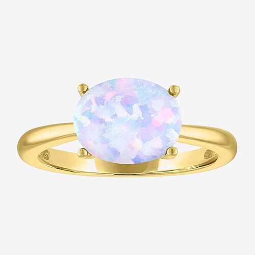 Click here for Gemstone 14K Gold Over Silver Oval Solitaire Cockt... prices