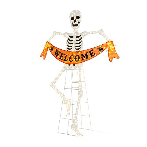 Click here for Glitzhome 87h Lighted Halloween 2d Skeleton Outdoo... prices