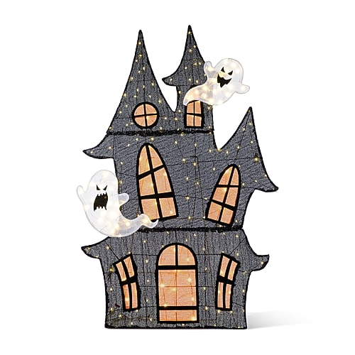Click here for Glitzhome 62H Lighted Halloween 2d Haunted House O... prices