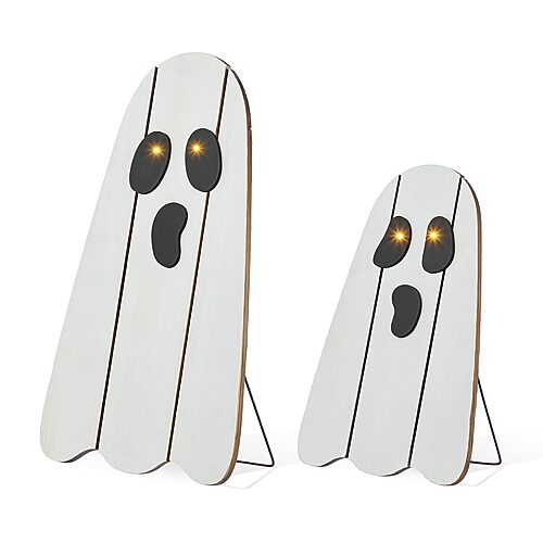 Click here for Glitzhome 24H Halloween Lighted Wooden White Ghost... prices