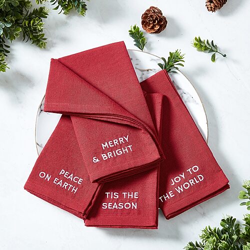Click here for Elrene Joyful Sentiment Embroidered Napkins  Set o... prices