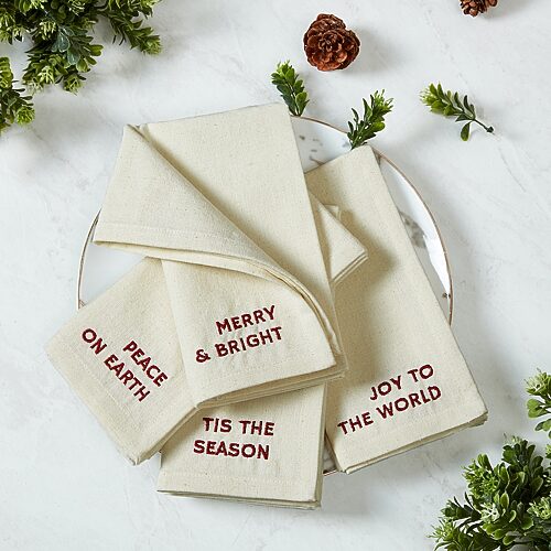 Click here for Elrene Joyful Sentiment Embroidered Napkins  Set o... prices