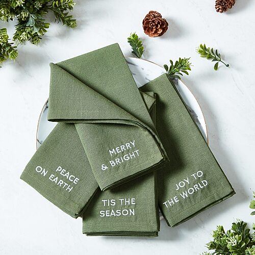 Click here for Elrene Joyful Sentiment Embroidered Napkins  Set o... prices