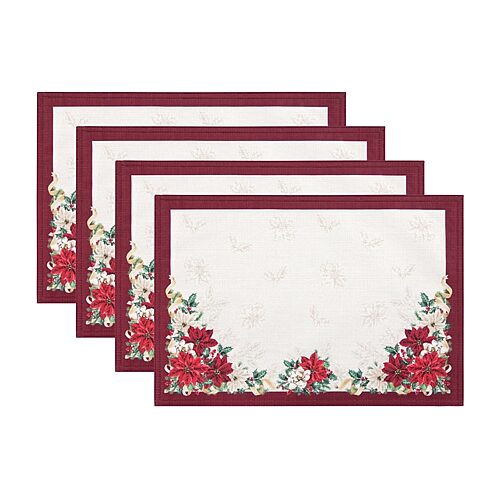 Elrene Poinsettia Garlands Table Linens Collection