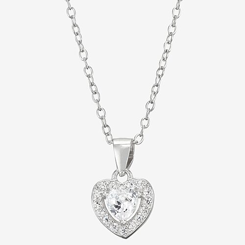 Click here for Girls White Cubic Zirconia Sterling Silver Heart 1... prices