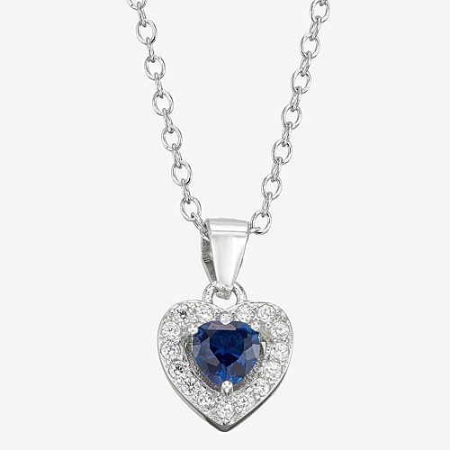 Click here for Girls Blue Cubic Zirconia Sterling Silver Heart 15... prices