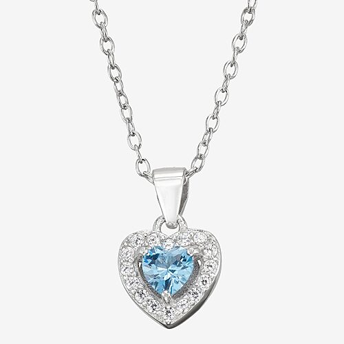 Click here for Girls Blue Cubic Zirconia Sterling Silver Heart 15... prices