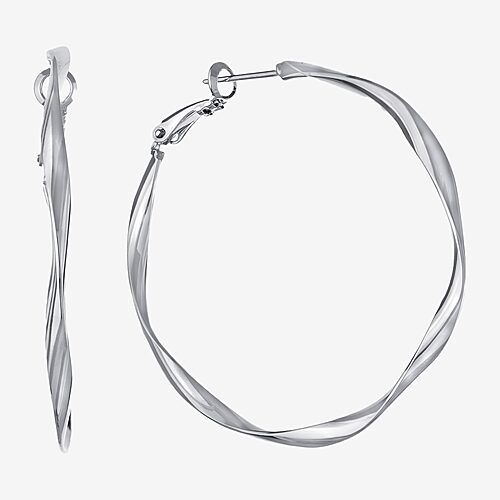 Click here for Silver Reflections Womens 48.7mm Hoop Earrings  On... prices