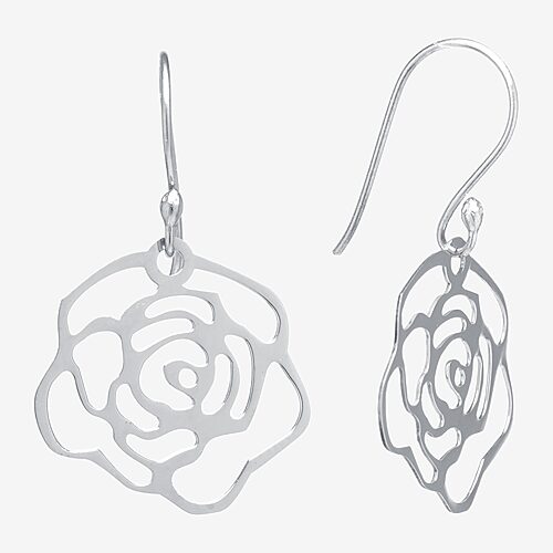 Click here for Silver Treasures Womens Sterling Silver Flower Dro... prices