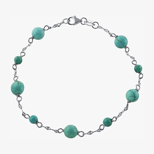Click here for Womens Enhanced Blue Turquoise Sterling Silver Bea... prices