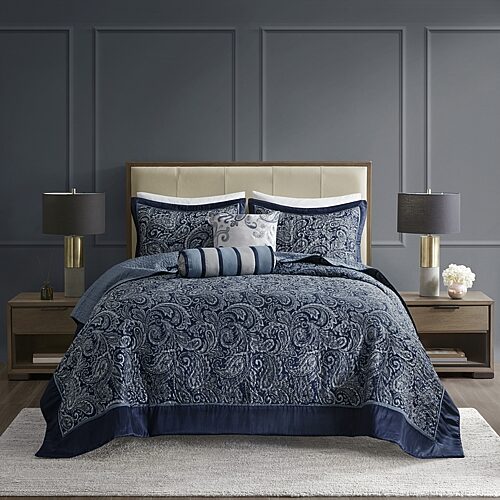 Click here for Madison Park Adeline Paisley 5 Piece Reversible Ja... prices