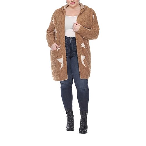Click here for White Mark Plus Size Hooded Open Front Sherpa Swea... prices