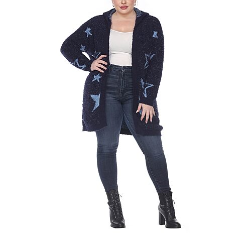 Click here for White Mark Plus Size Hooded Open Front Sherpa Swea... prices